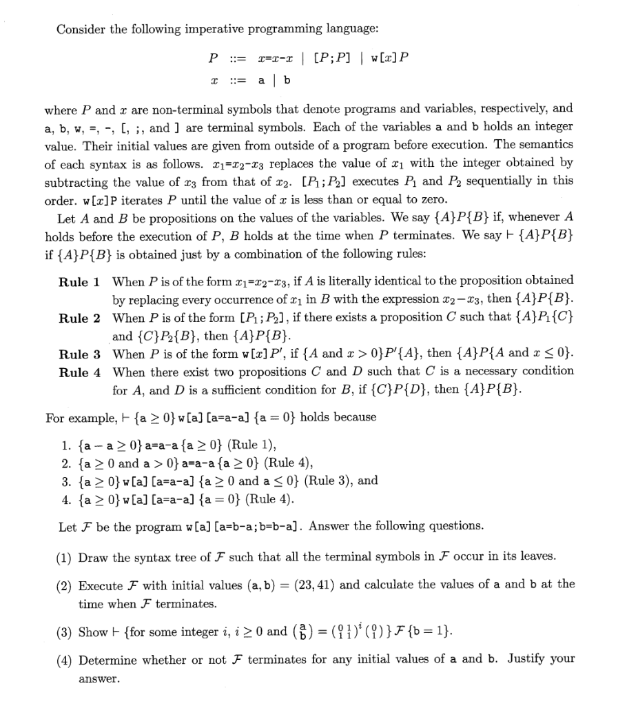 Solved Consider the following imperative programming | Chegg.com