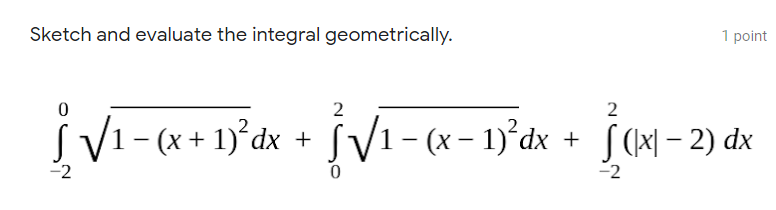 Solved Sketch and evaluate the integral geometrically. 1 | Chegg.com