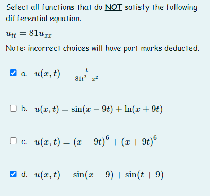Solved Select all functions that do NOT satisfy the | Chegg.com