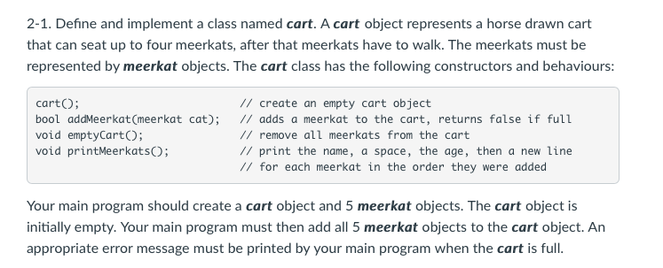 (Solved) : C Programs Format Provided 3 Files Carth Cartcpp Cartmaincpp ...