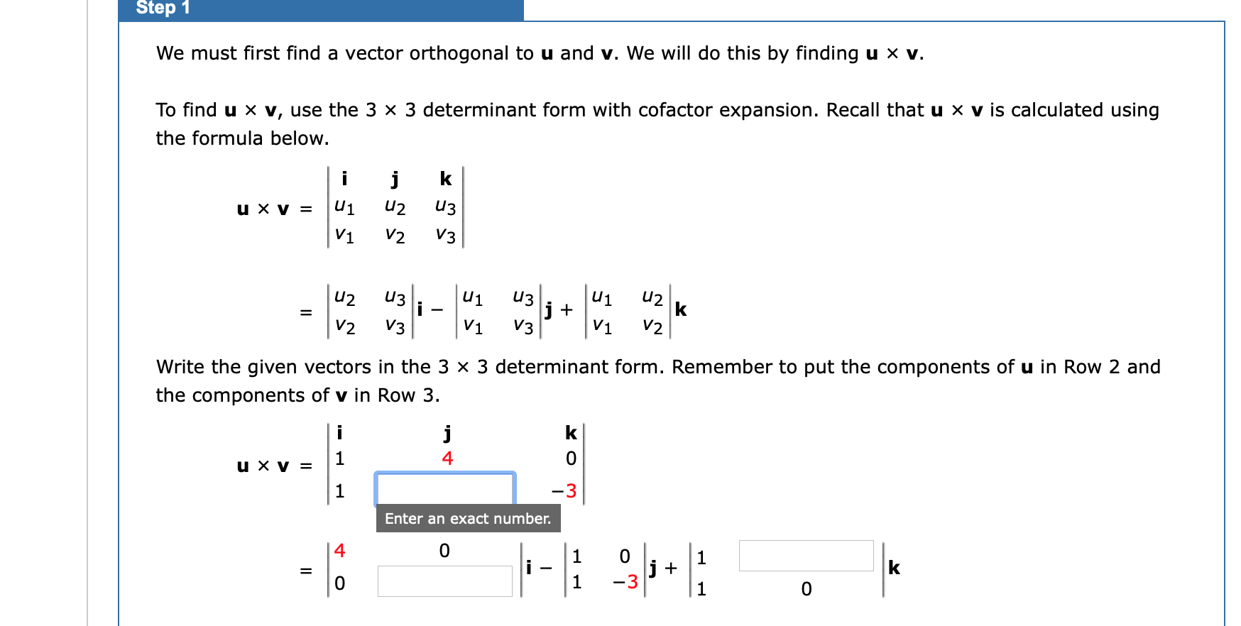 Solved Step 1 We Must First Find A Vector Orthogonal To U