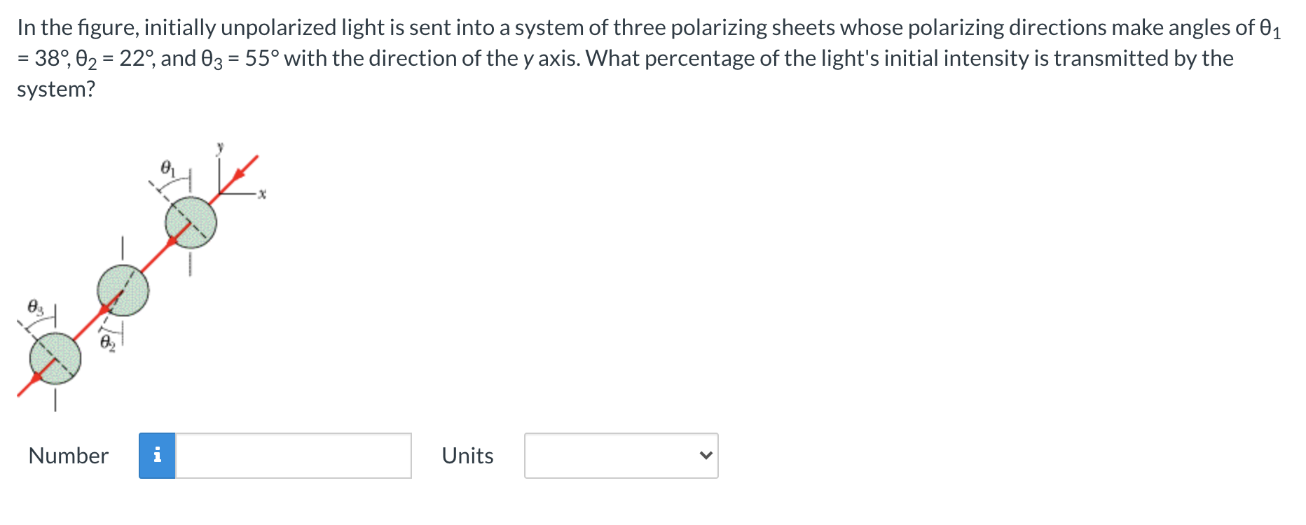Solved In the figure, initially unpolarized light is sent | Chegg.com
