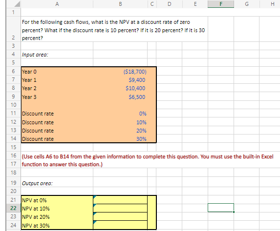 Solved 16 (Use cells A6 to B14 from the given information to | Chegg.com