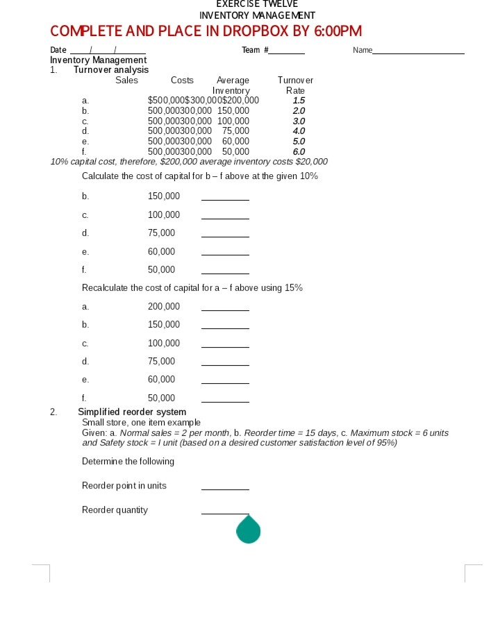 Solved SUDO- EXERCISE TWELVE INVENTORY MANAGEMENT COMPLETE | Chegg.com