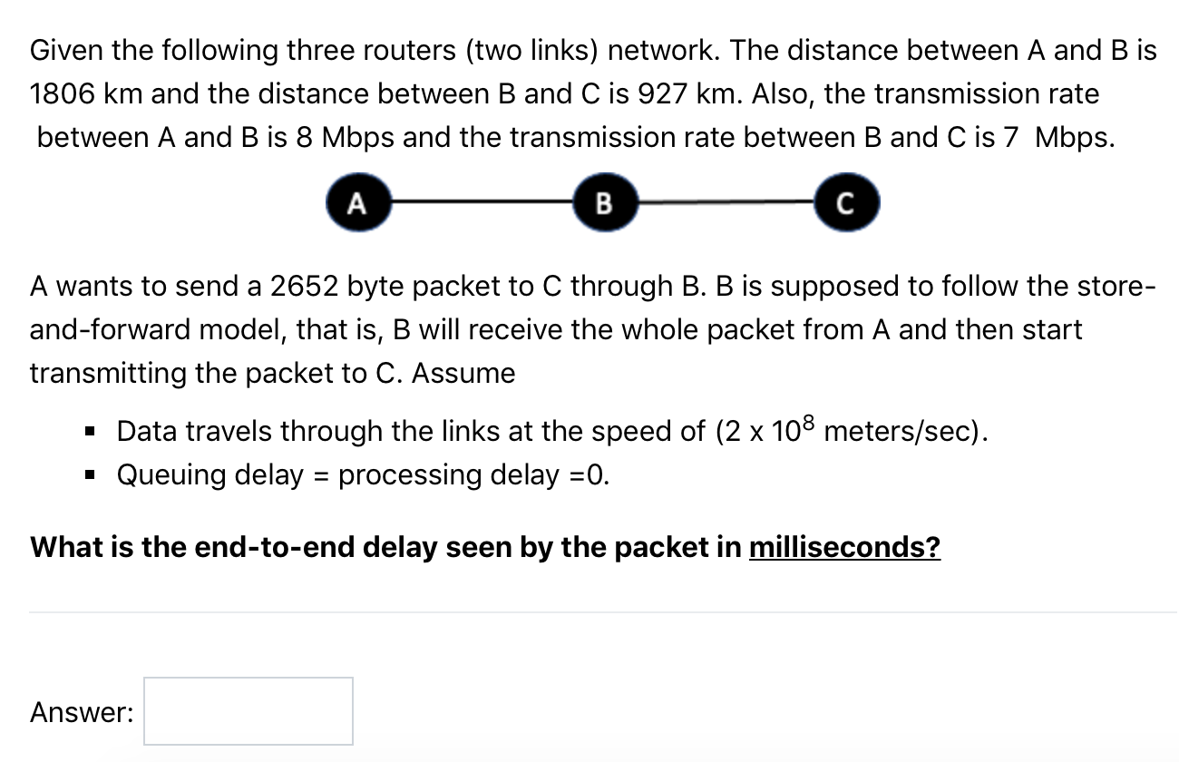 Solved Given the following three routers (two links) | Chegg.com