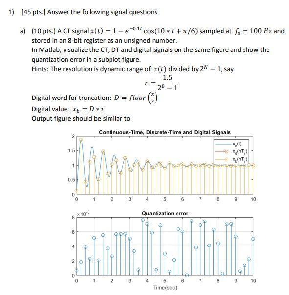 Solved 1) [45 pts.) Answer the following signal questions a) | Chegg.com