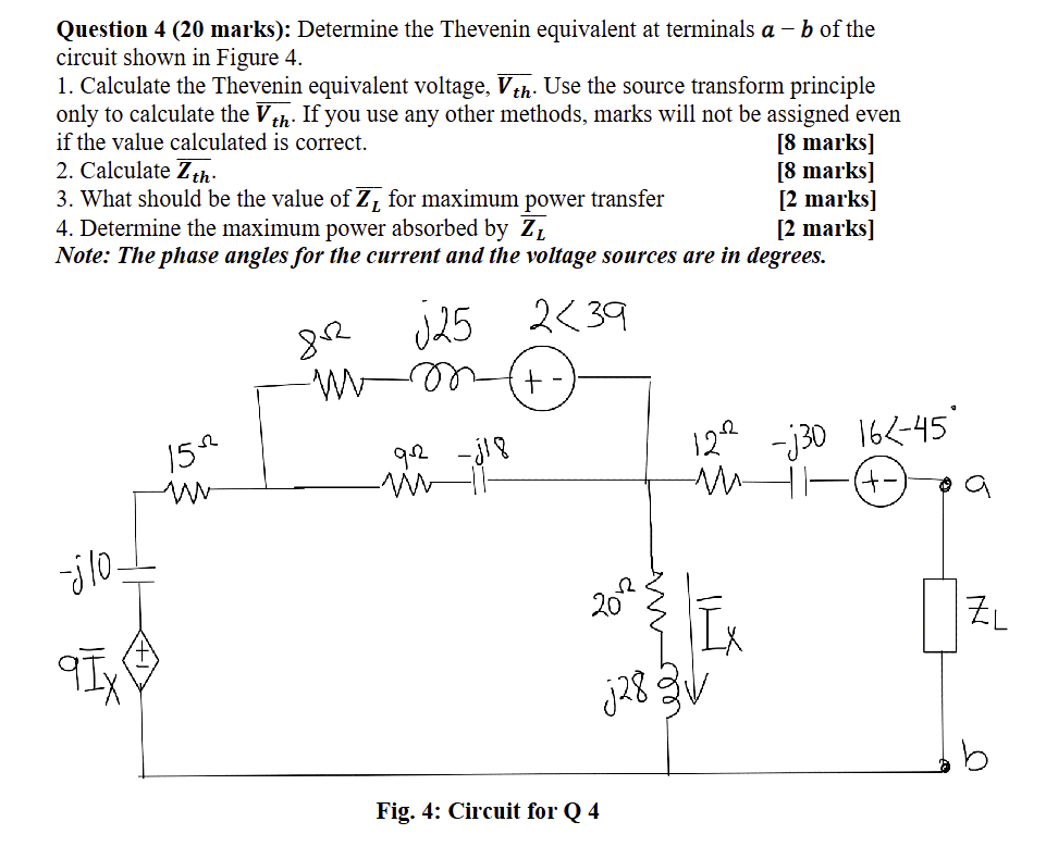 Question 4 (20 ﻿marks): Determine the Thevenin | Chegg.com