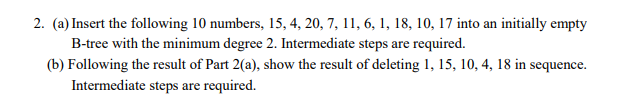 Solved (a) ﻿Insert the following 10 ﻿numbers, | Chegg.com