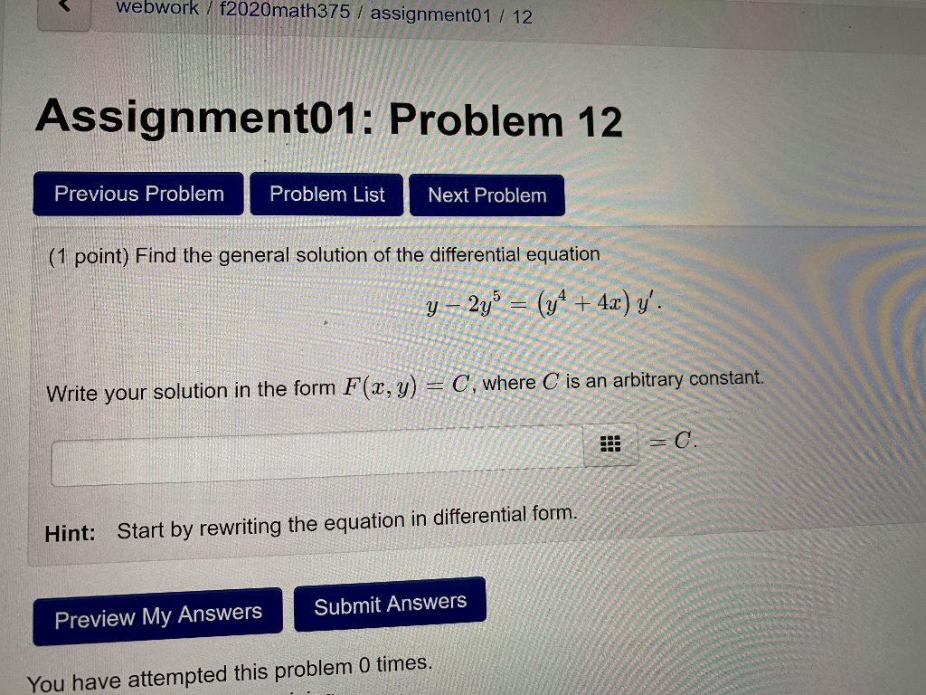 Solved Webwork f2020math375 / assignment01 / 12 | Chegg.com