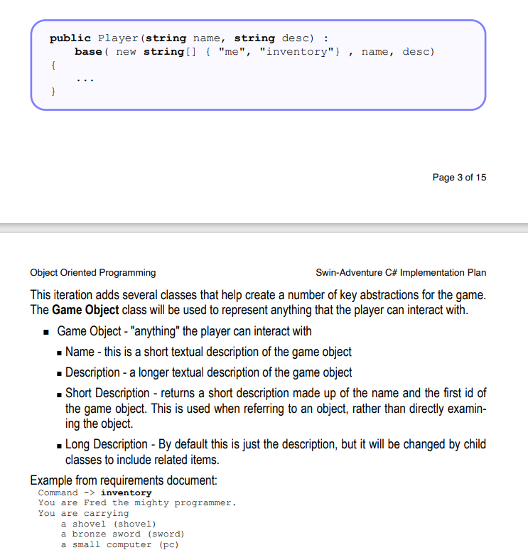 Solved Iteration 2 - Players, Items, and Inventory The goal | Chegg.com