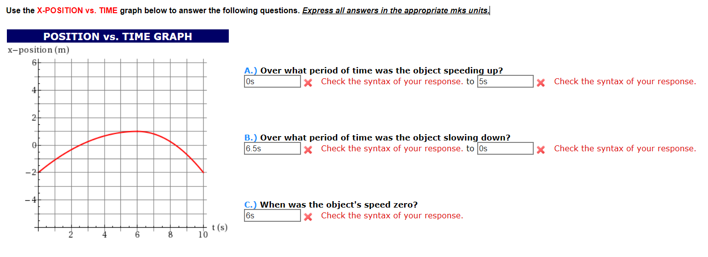 Solved Use the X-POSITION vs. TIME graph below to answer the | Chegg.com
