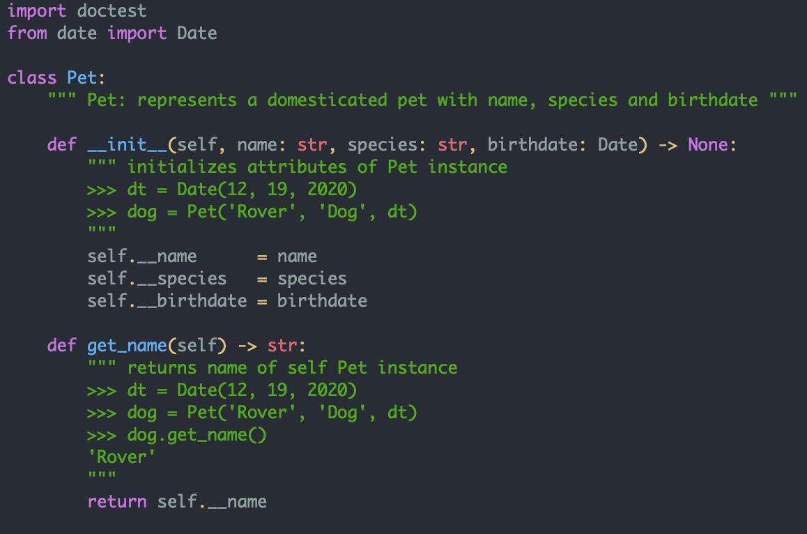 Solved (in python) Within pet.py implement the __eq__ method | Chegg.com