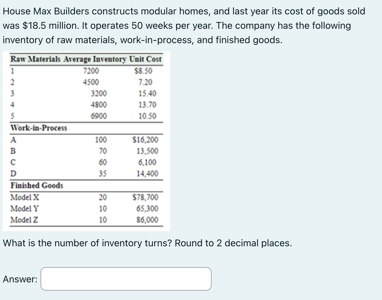 Solved House Max Builders constructs modular homes, and last | Chegg.com