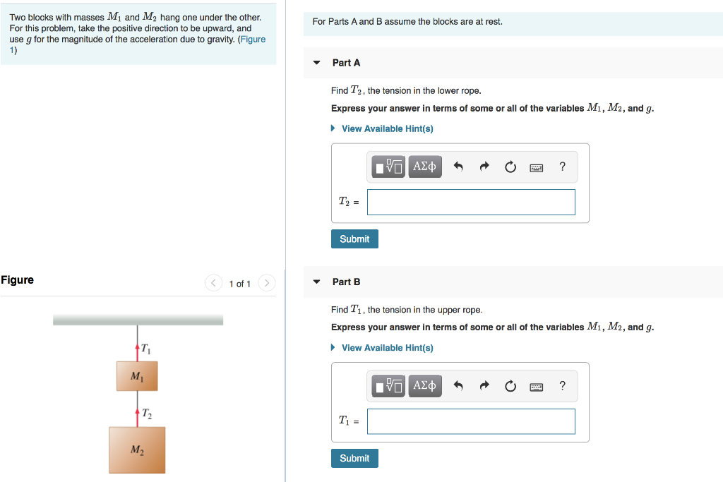Solved For Parts A and B assume the blocks are at rest. Two | Chegg.com