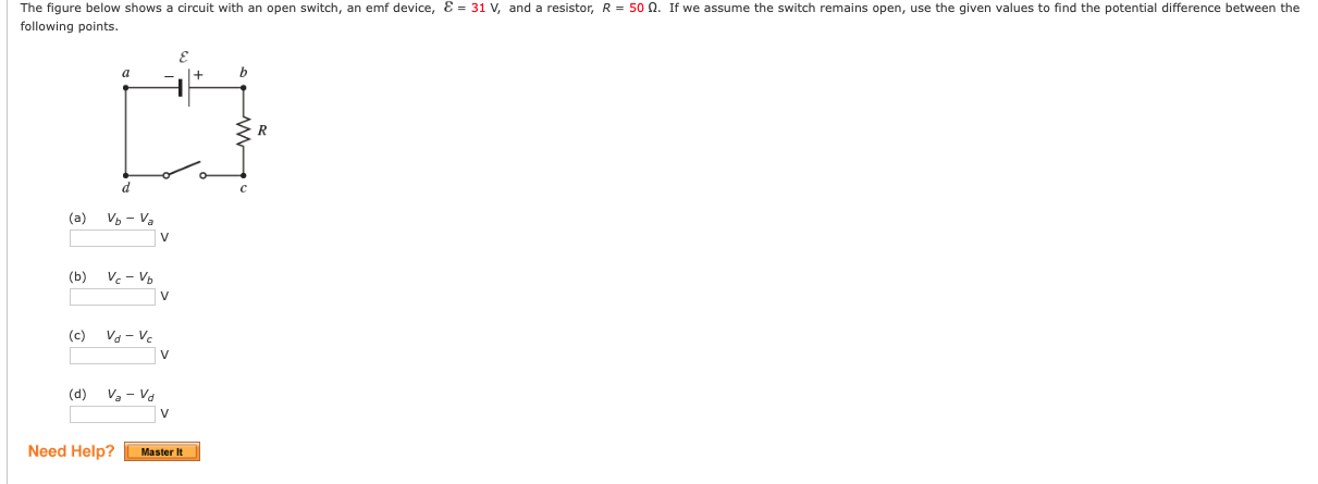 Solved The figure below shows a circuit with an open switch, | Chegg.com