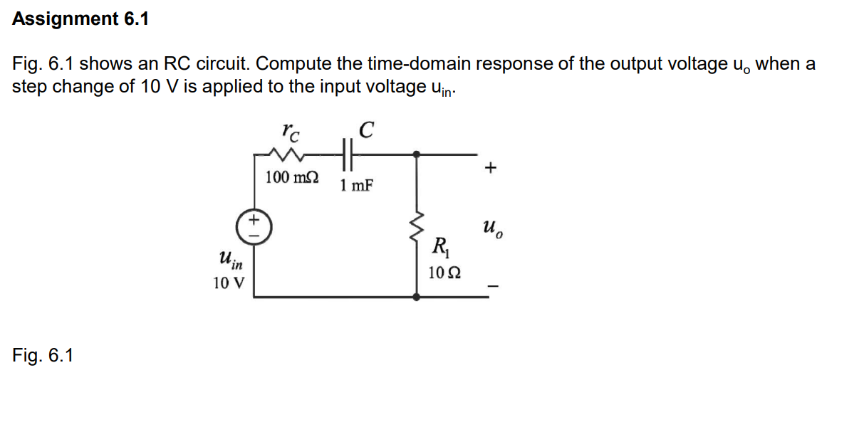 Solved Fig. 6.1 shows an RC circuit. Compute the time-domain | Chegg.com