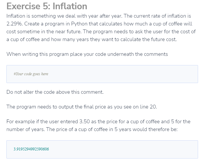 Solved Exercise 5: Inflation Inflation is something we deal | Chegg.com