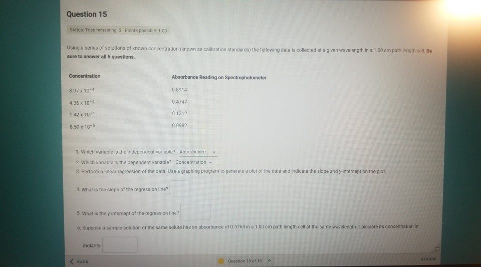 Solved Question 15 Status: Tries remaining: 31 Points | Chegg.com