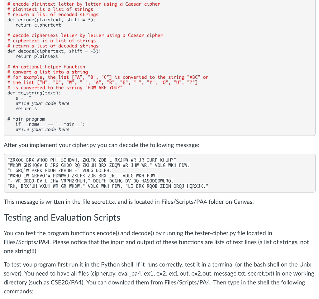 Solved Instructions (You Must Read Everything!!!) Caesar | Chegg.com
