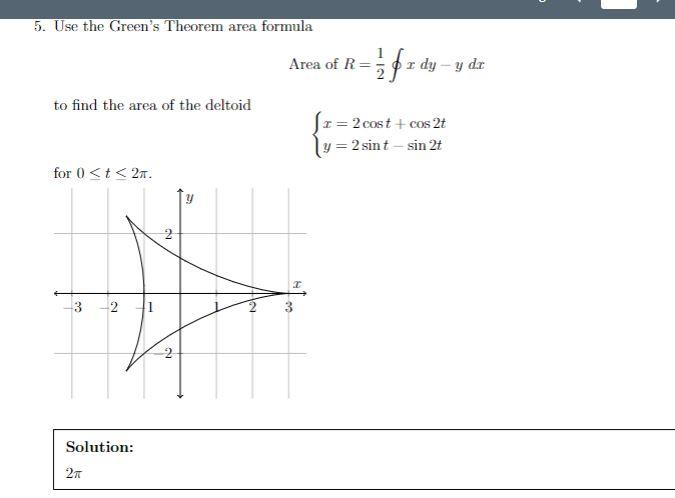 Solved 5. Use the Green's Theorem area formula Area of | Chegg.com