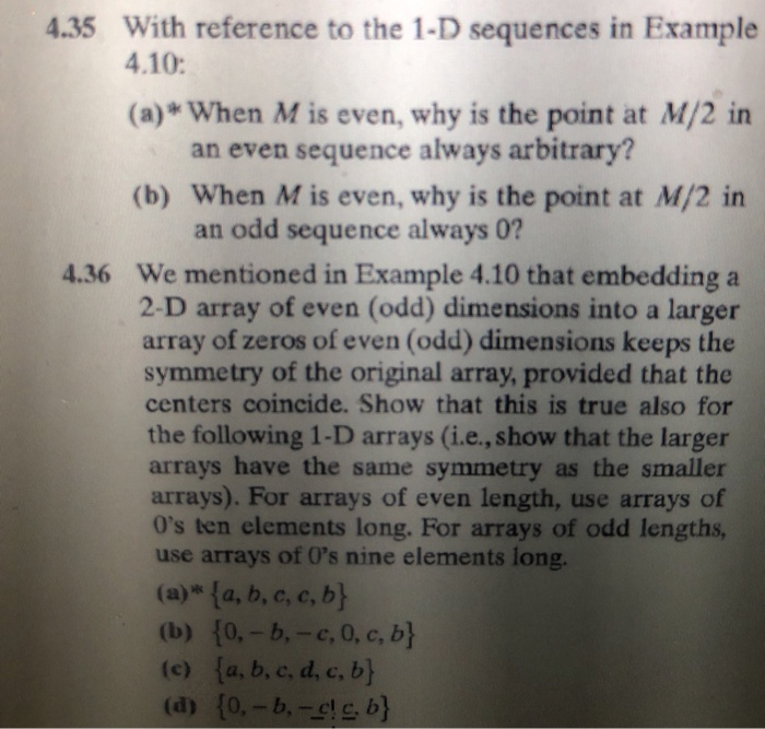 Solved 4.35 With reference to the 1-D sequences in Example | Chegg.com