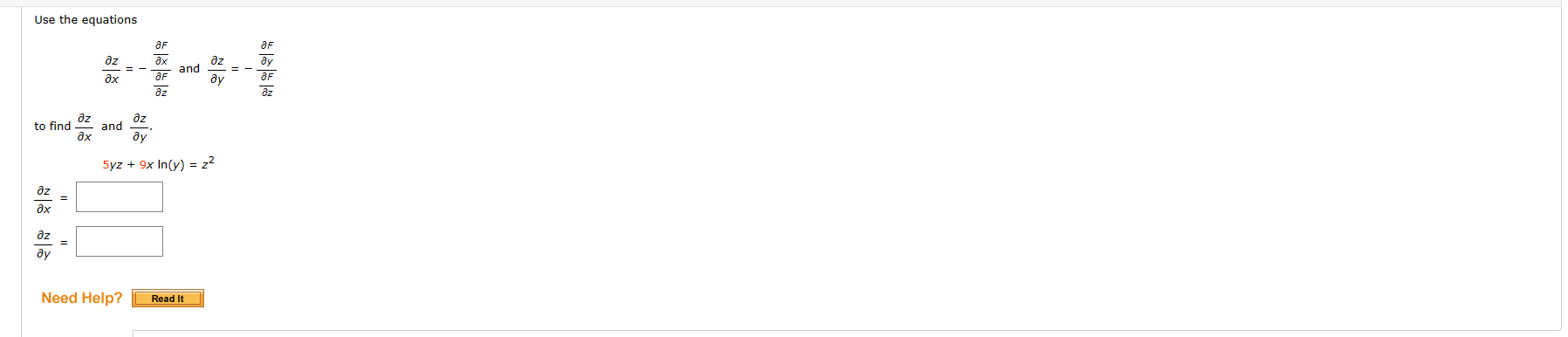 Solved Use the equations ∂x∂z=−∂z∂F∂x∂F and ∂y∂z=−∂z∂F∂y∂F | Chegg.com