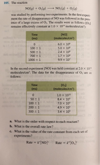 Solved the reaction no + o3 -> no2 + o2 was studied by | Chegg.com