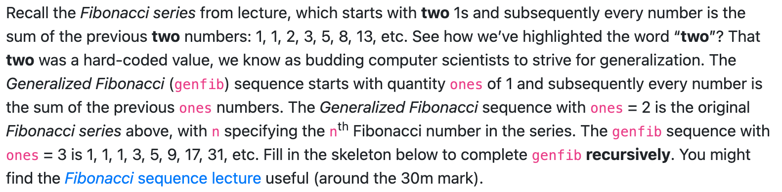 Solved Recall the Fibonacci series from lecture, which | Chegg.com