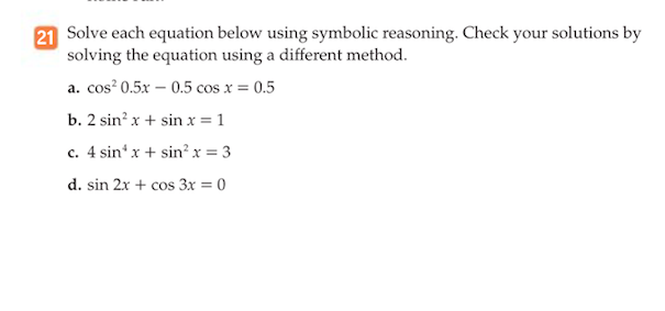 Solved 21 Solve each equation below using symbolic | Chegg.com