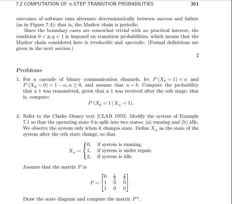 Solved 7.2 COMPUTATION OF n-STEP TRANSITION PROBABILITIES | Chegg.com
