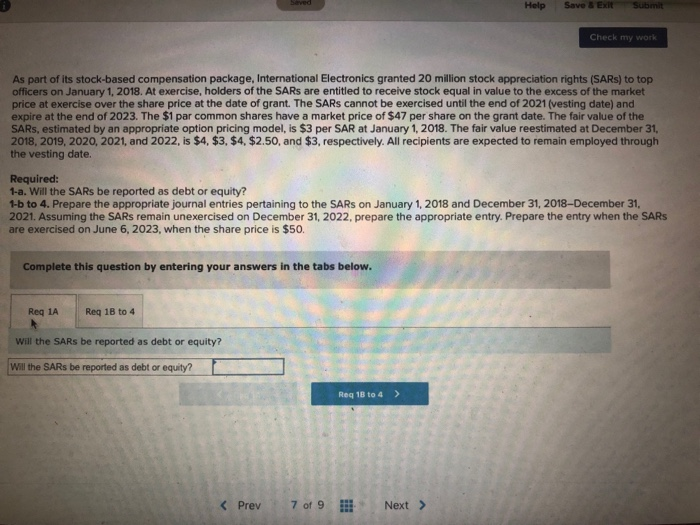 Solved Help Save & Exit Check my work As part of its | Chegg.com