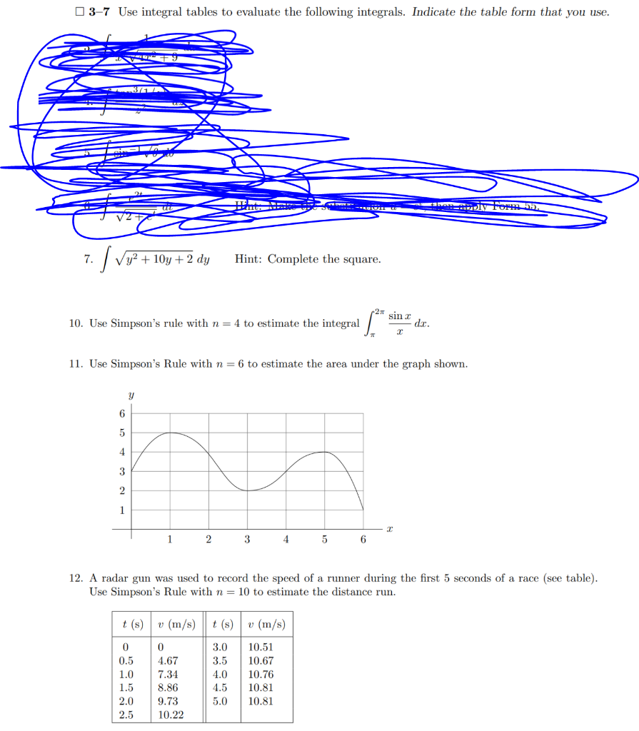 Solved 3-7 Use integral tables to evaluate the following | Chegg.com
