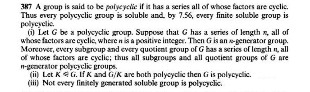 Solved 387 A group is said to be polycyclic if it has a | Chegg.com