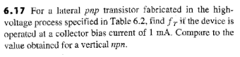 Solved 6.17 For a lateral pnp transistor fabricated in the | Chegg.com