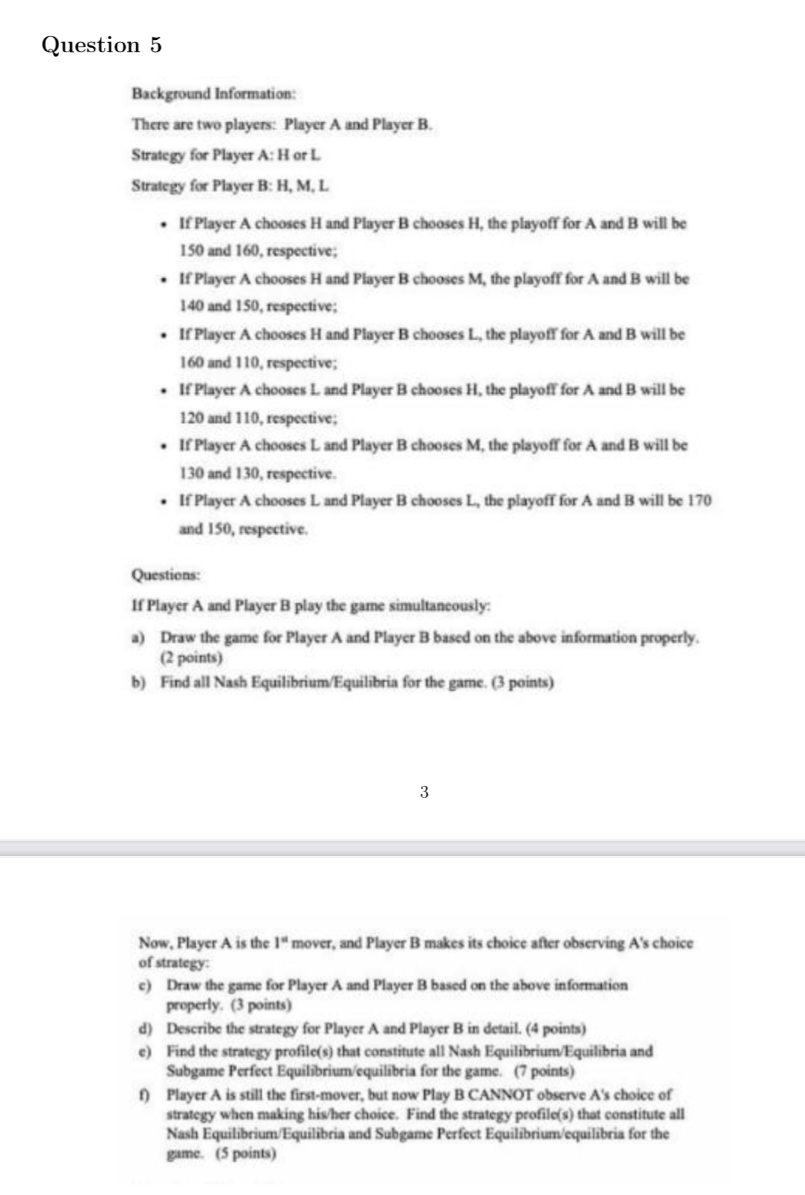 Solved Background Information: There are two players: Player | Chegg.com