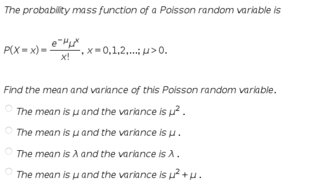 Solved The probability mass function of a Poisson random | Chegg.com