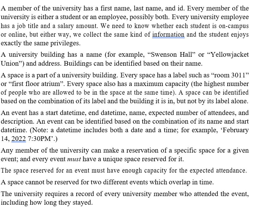 Solved 6. The following requirements describe a reservation | Chegg.com