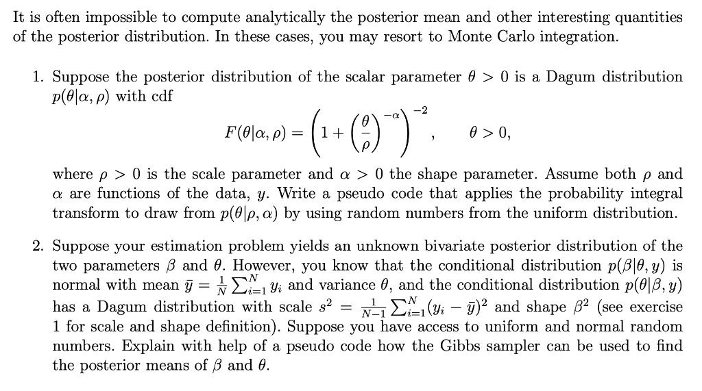 Bayesian Econometrics - Simulation techniques @ | Chegg.com Bayesian Econometrics - Simulation techniques @ | Chegg.com