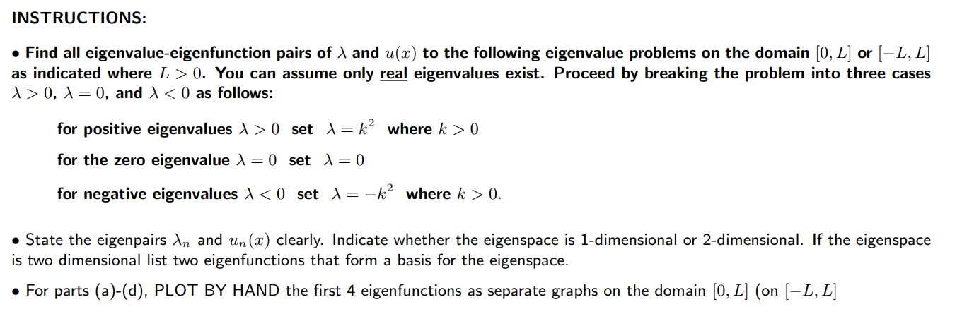 Solved - Find all eigenvalue-eigenfunction pairs of λ and | Chegg.com