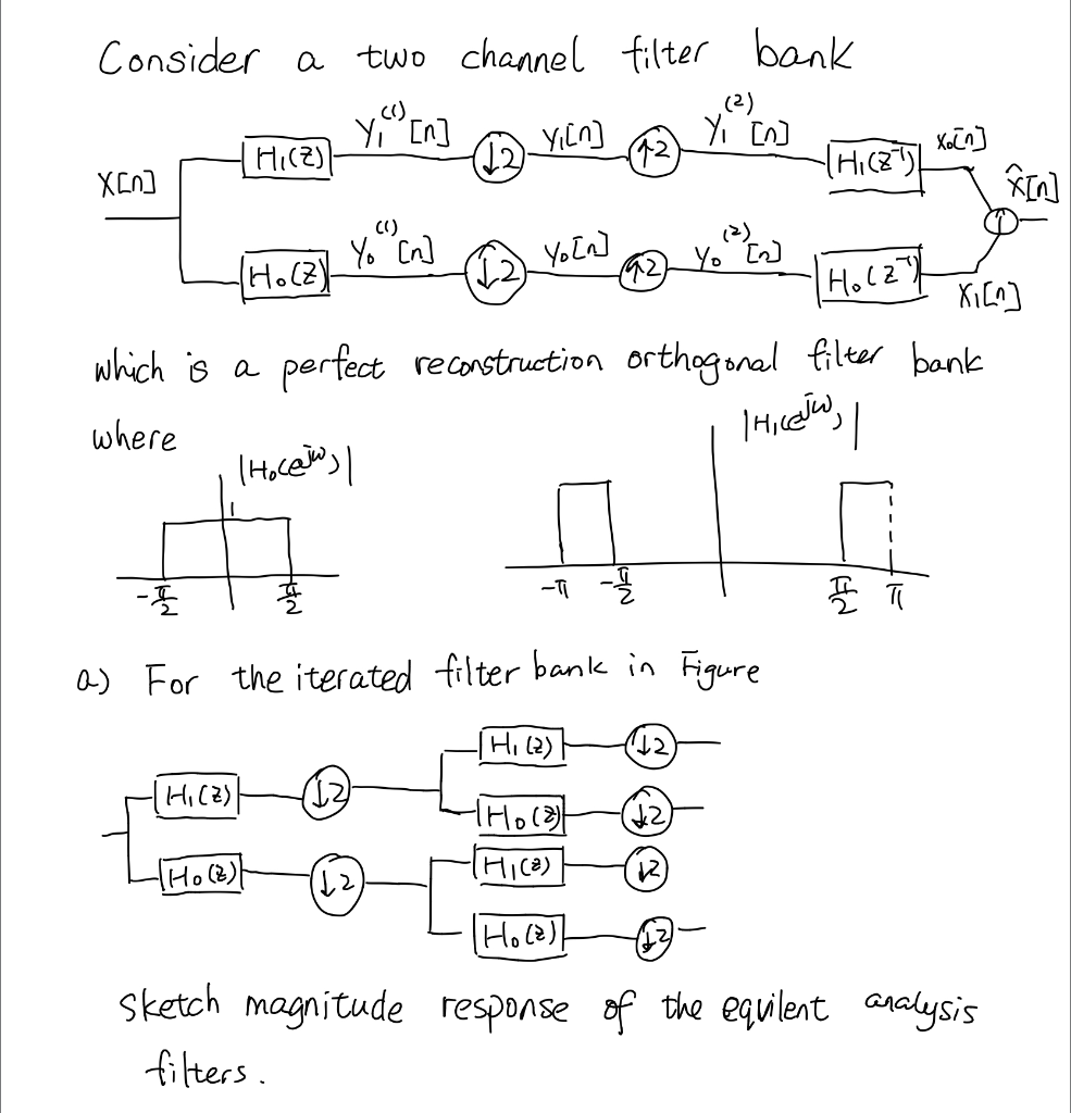 Xol 1 HIC XSnj Consider a two channel filter bank xen | Chegg.com