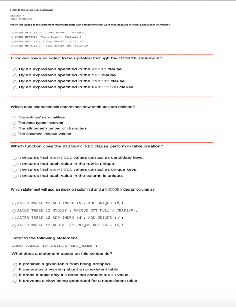 Solved Refer to the given SQL statement. SELECT . FROM | Chegg.com