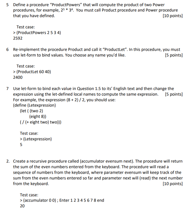 5 Define a procedure “ProductPowers” that will | Chegg.com