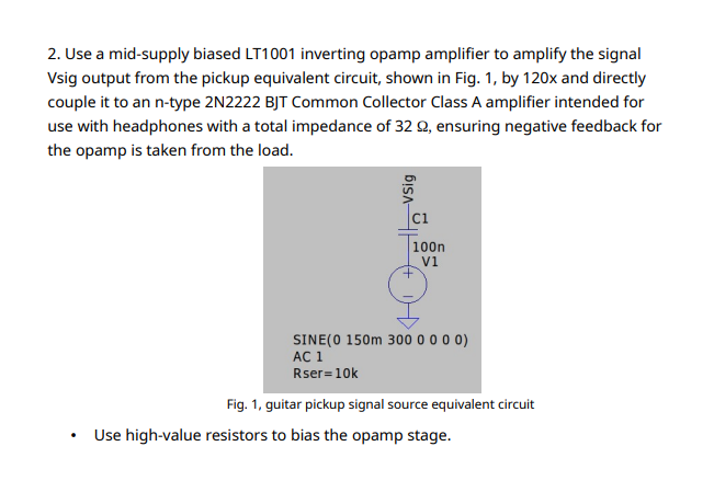 Solved 2. Use a mid-supply biased LT1001 inverting opamp | Chegg.com