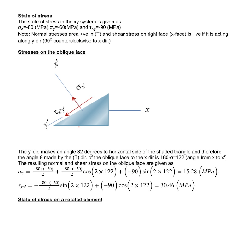 Solved For the state of stress shown in figure (a=58 | Chegg.com