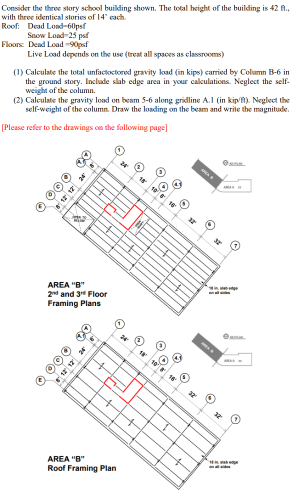 Solved Consider the three story school building shown. The | Chegg.com