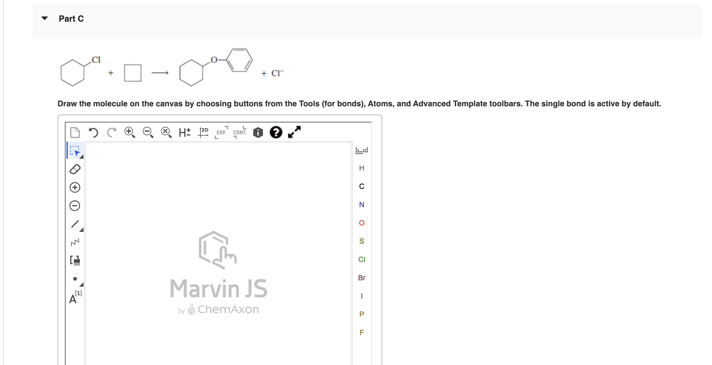 Solved Part C Marvin JS by (졍 ChemAxon H C N O S Cl Br I P F | Chegg.com