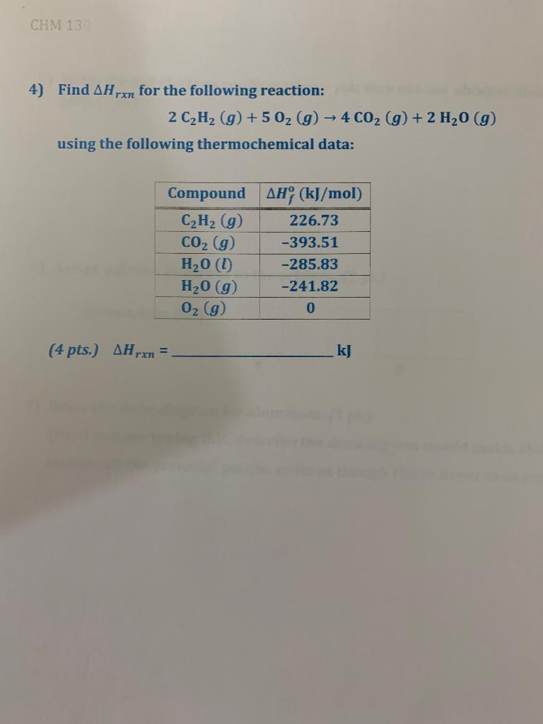 Solved CHM 13 4) Find AH rxn for the following reaction: 2 | Chegg.com