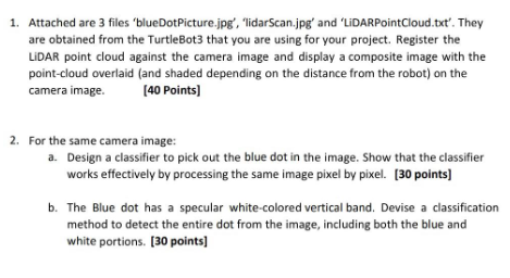 1. Attached are 3 files 'blueDotPicture.jpg', | Chegg.com