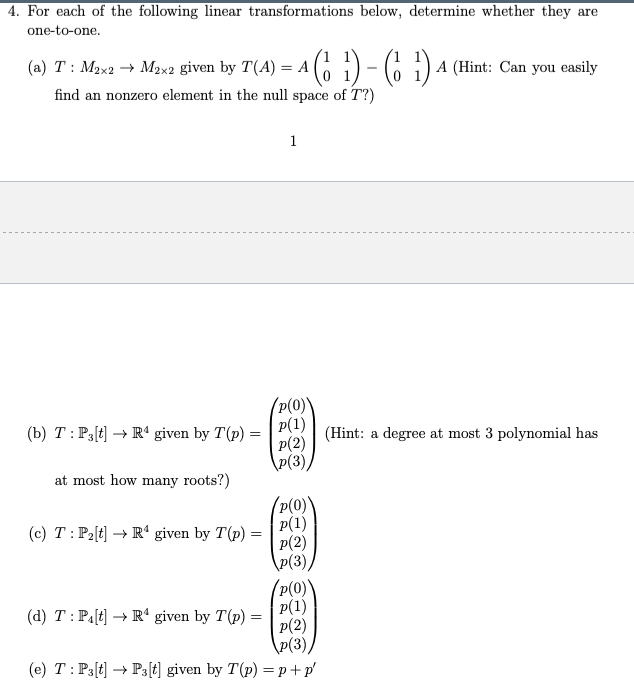 Solved 4. For each of the following linear transformations | Chegg.com