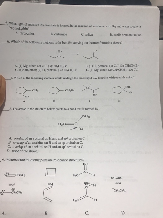 Solved What type of reactive intermediate is formed in the | Chegg.com
